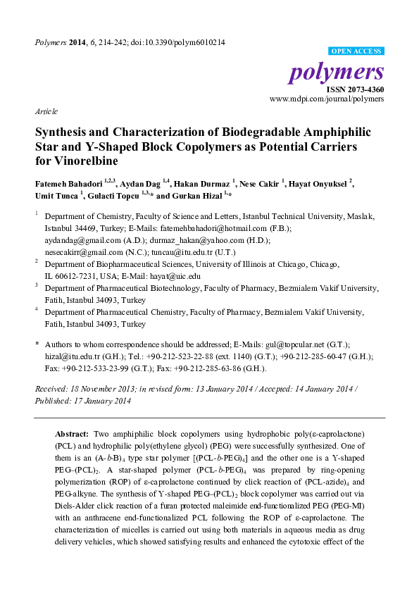 (PDF) Article Synthesis and Characterization of Biodegradable Amphiphilic
