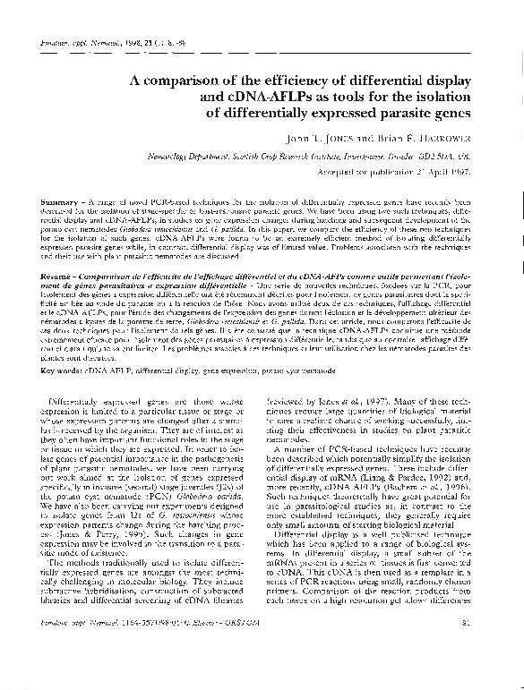 (PDF) A comparison of the efficiency of differential display and cDNA ...