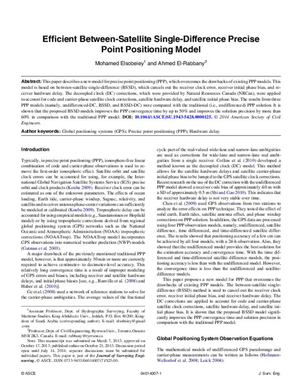 Efficient Between Satellite Single Difference Precise Point Positioning