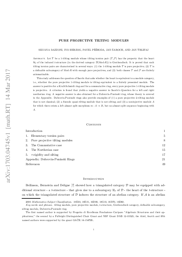 (PDF) Pure Projective Tilting Modules