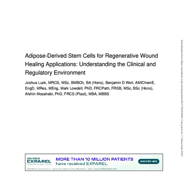 (PDF) Adipose-Derived Stem Cells for Regenerative Wound Healing ...