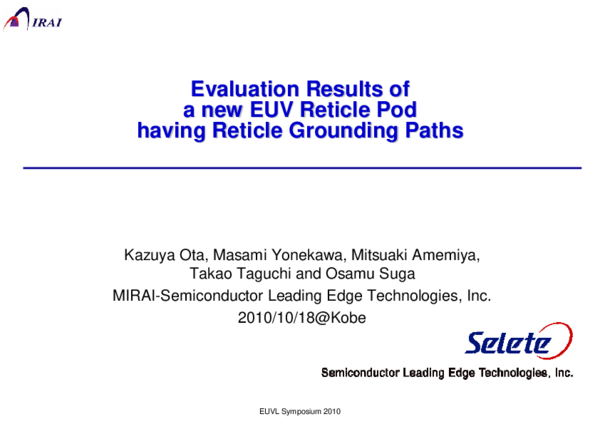 (PDF) Evaluation results of a new EUV reticle pod having reticle ...