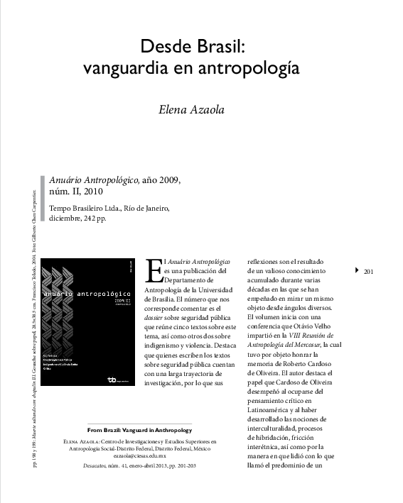 (PDF) Desde Brasil: vanguardia en antropología