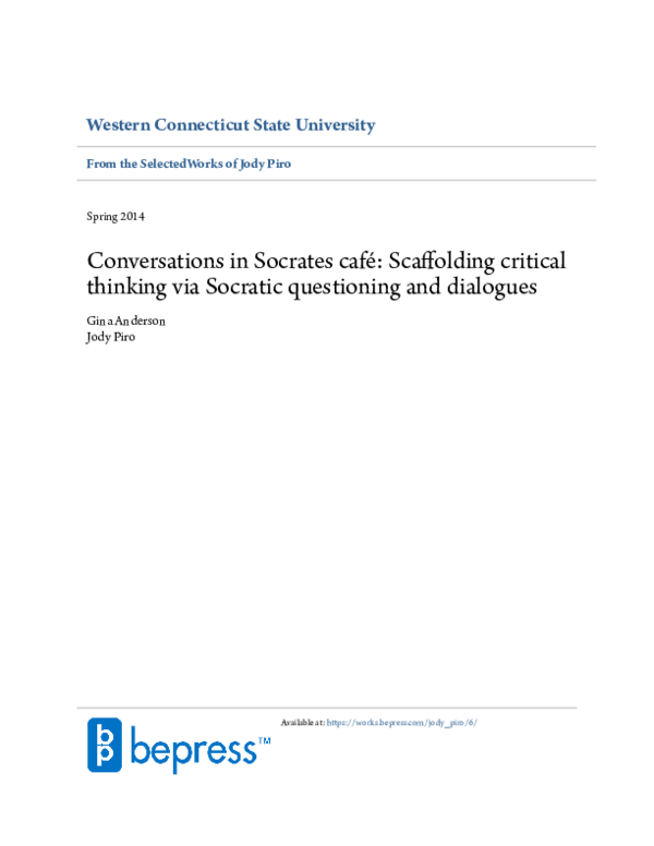 (PDF) Conversations in Socrates Café: Scaffolding Critical Thinking via ...