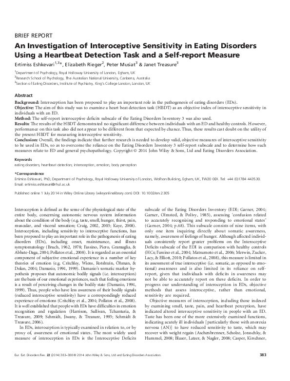 (PDF) An investigation of interoceptive sensitivity in eating disorders using a heartbeat ...