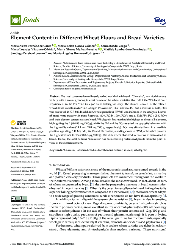 (PDF) Element Content in Different Wheat Flours and Bread Varieties
