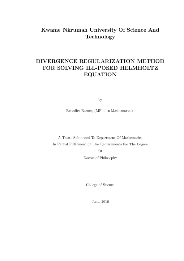 (PDF) Divergence regularization method for solving ill-posed Helmholtz equation