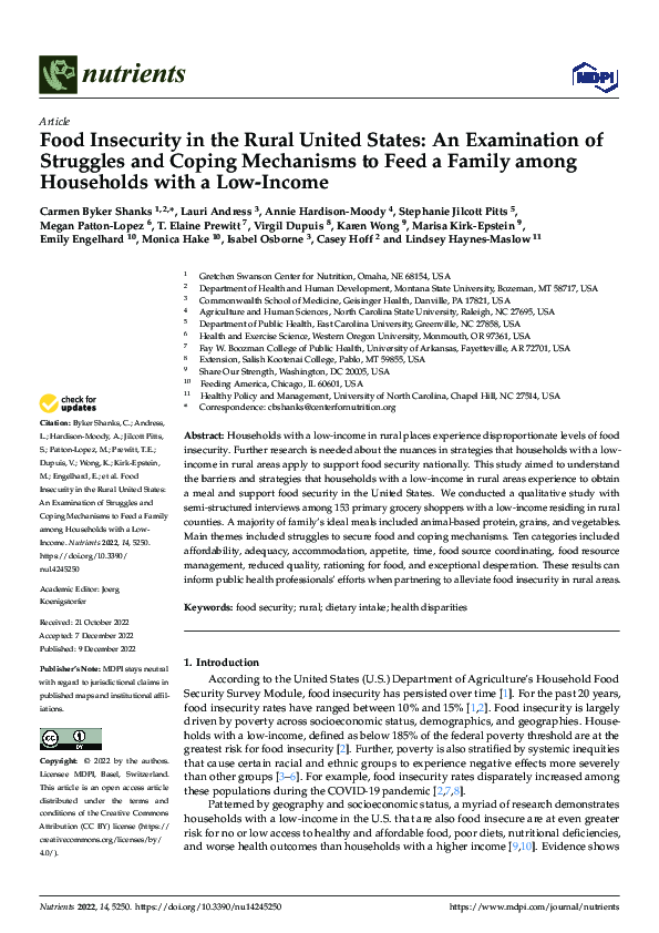 (PDF) Food Insecurity in the Rural United States: An Examination of ...