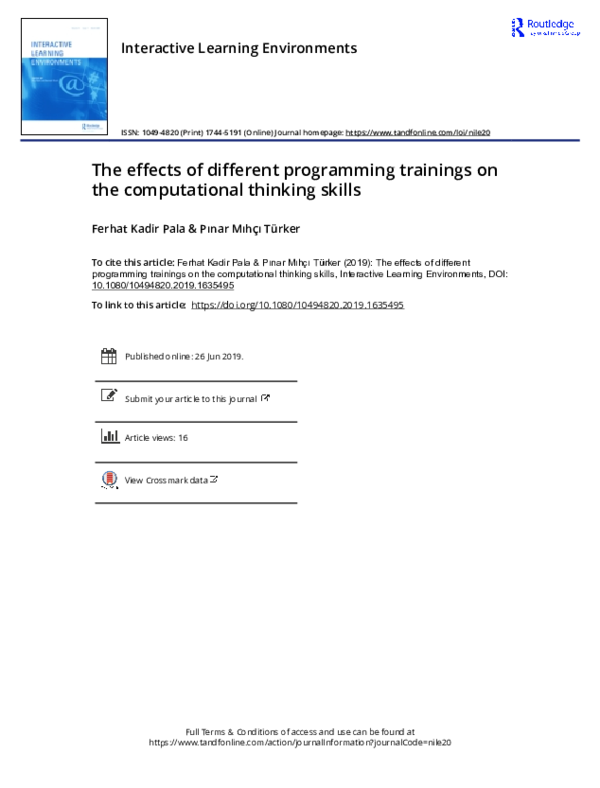 (PDF) The effects of different programming trainings on the ...