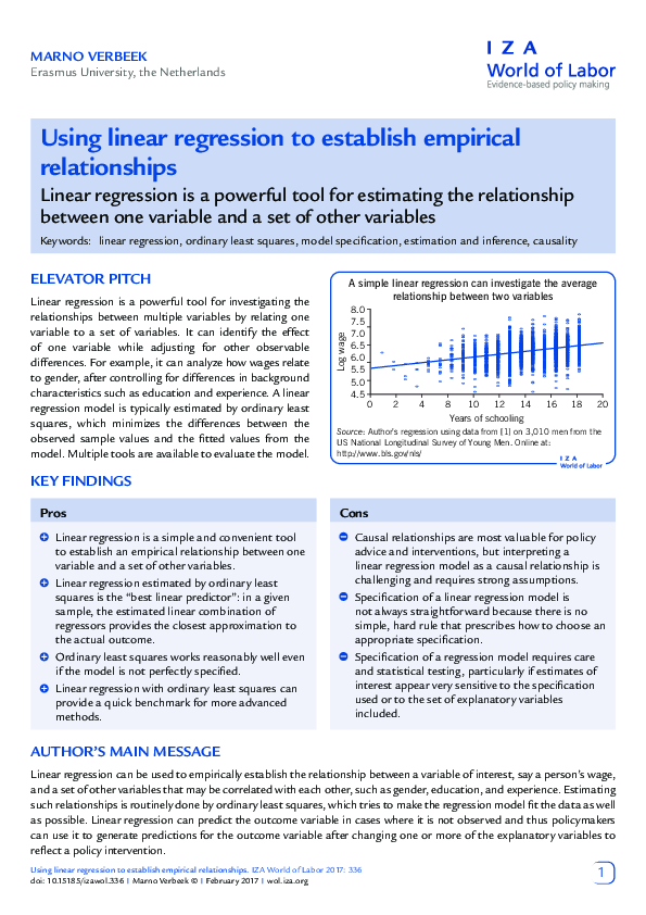 (PDF) Using linear regression to establish empirical relationships