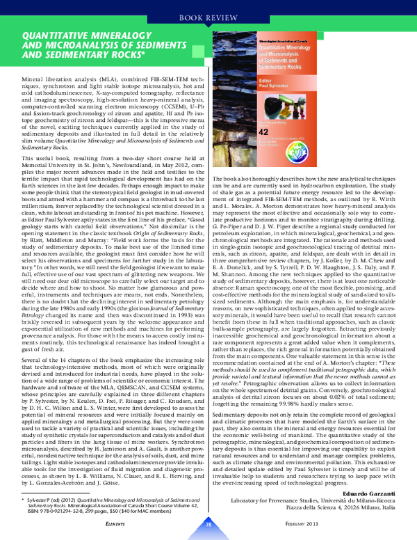 (PDF) Quantitative Mineralogy and Microanalysis of Sediments and ...