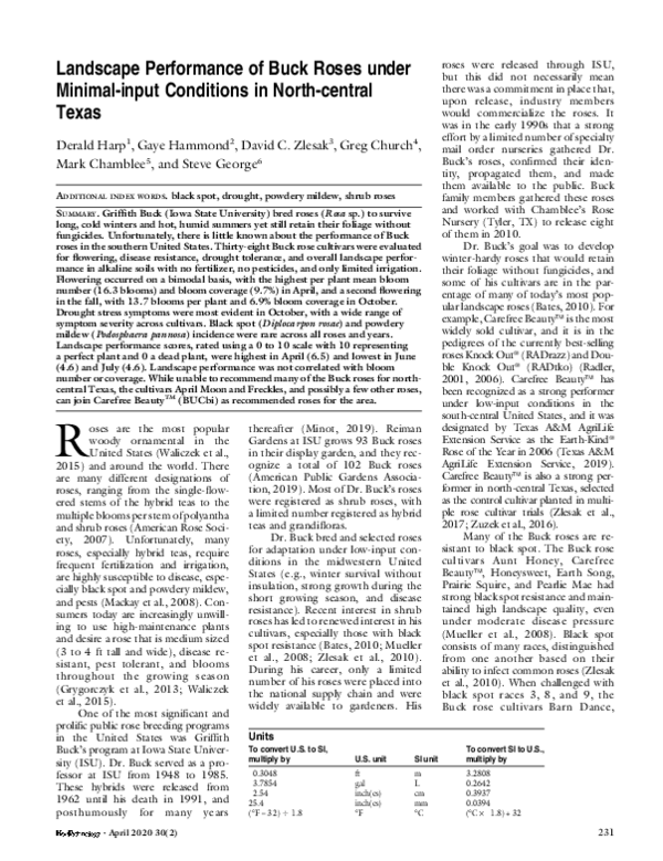 (PDF) Landscape Performance of Buck Roses under Minimal-input ...