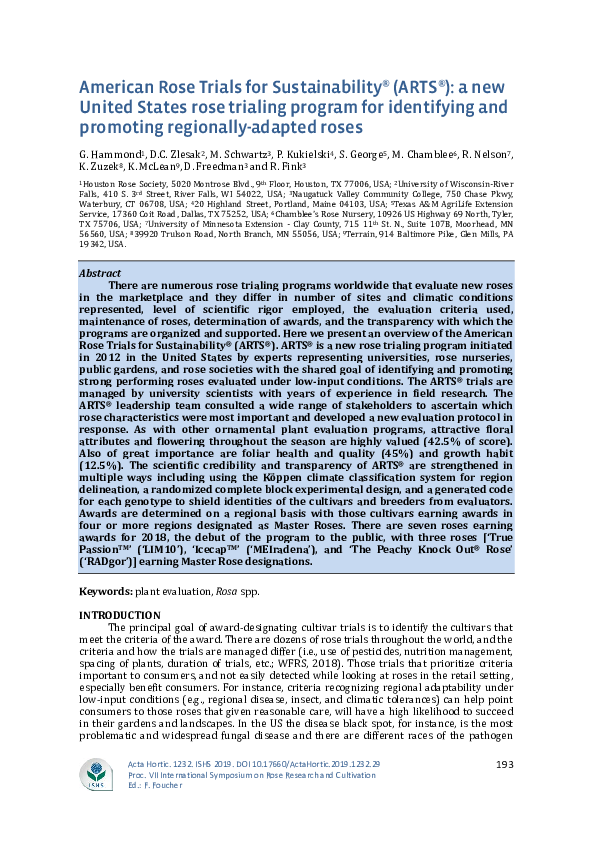 (PDF) American Rose Trials for Sustainability® (ARTS®): a new United ...