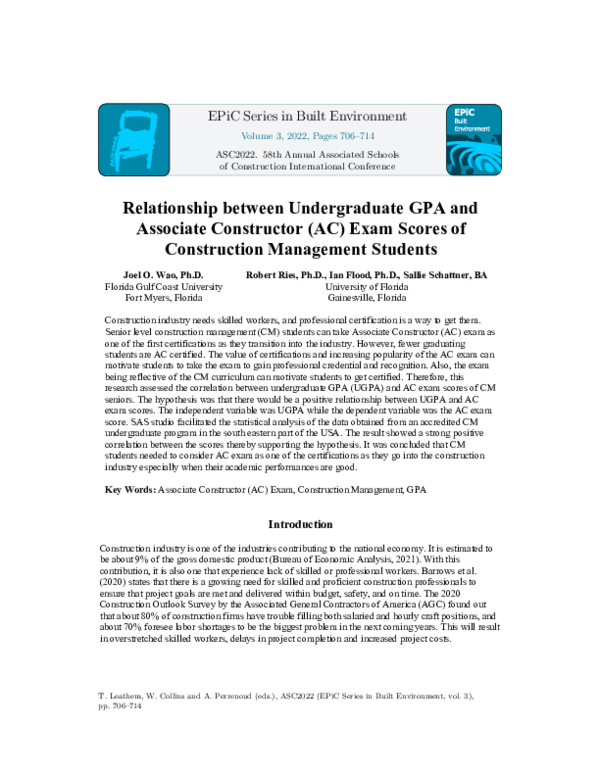(PDF) Relationship between Undergraduate GPA and Associate Constructor ...