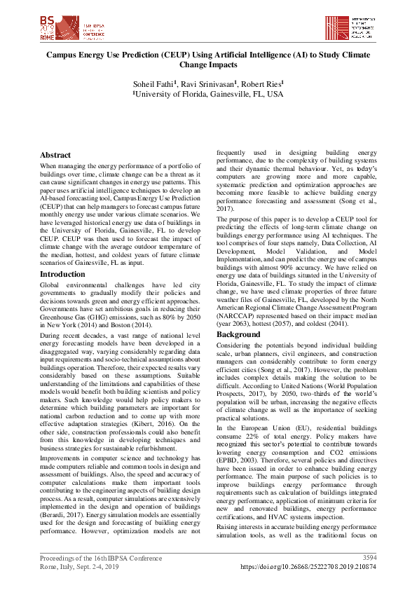 (PDF) Campus Energy Use Prediction (CEUP) Using Artificial Intelligence (AI) to Study Climate ...