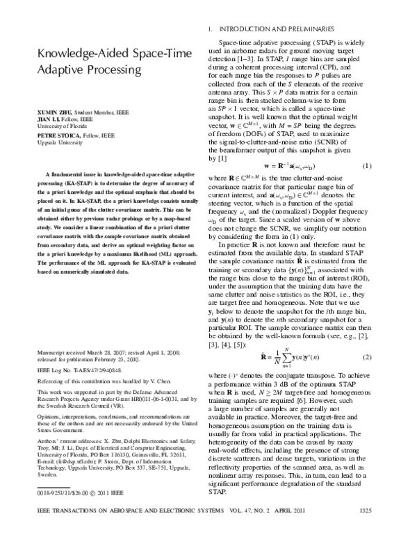 (PDF) Knowledge-Aided Space-Time Adaptive Processing