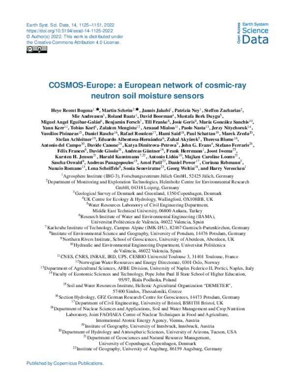 (PDF) COSMOS-Europe: A European Network of Cosmic-Ray Neutron Soil ...