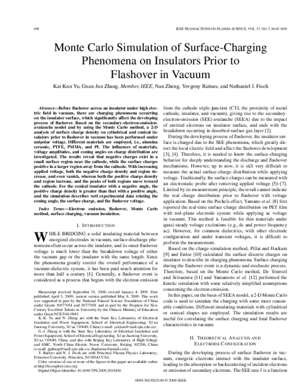 (PDF) Monte Carlo Simulation of Surface-Charging Phenomena on Insulators Prior to Flashover in ...