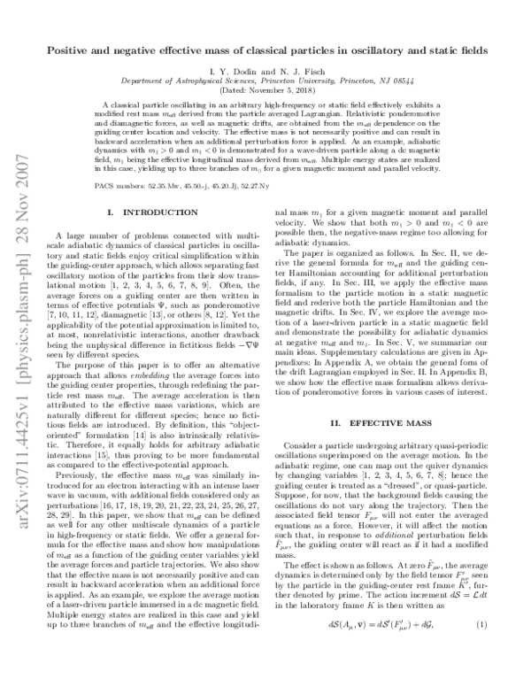 (PDF) Positive and negative effective mass of classical particles in ...