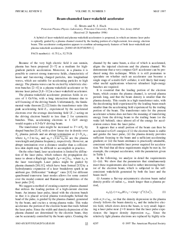 (PDF) Beam-channeled laser-wakefield accelerator | Nathaniel Fisch - Academia.edu