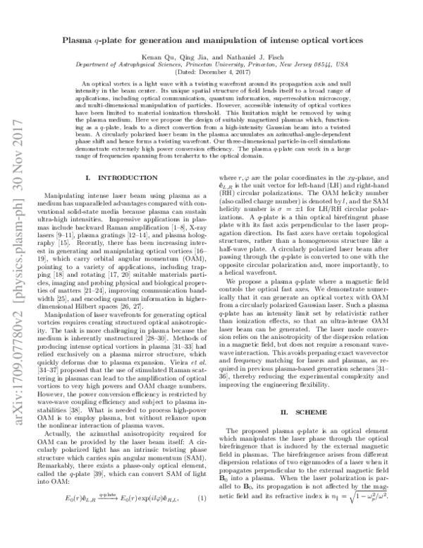 (PDF) Plasma q-plate for generation and manipulation of intense optical ...