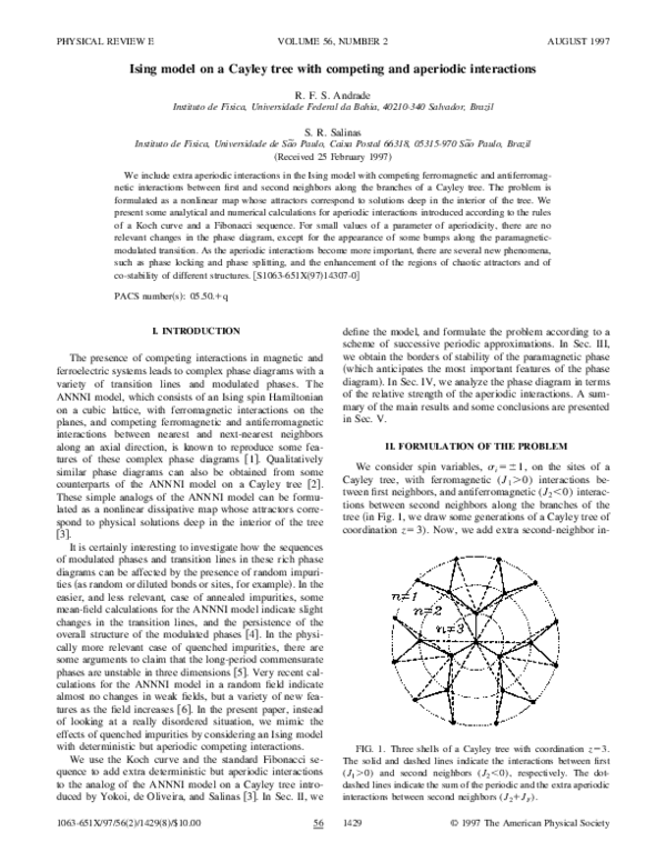 (PDF) Ising model on a Cayley tree with competing and aperiodic interactions