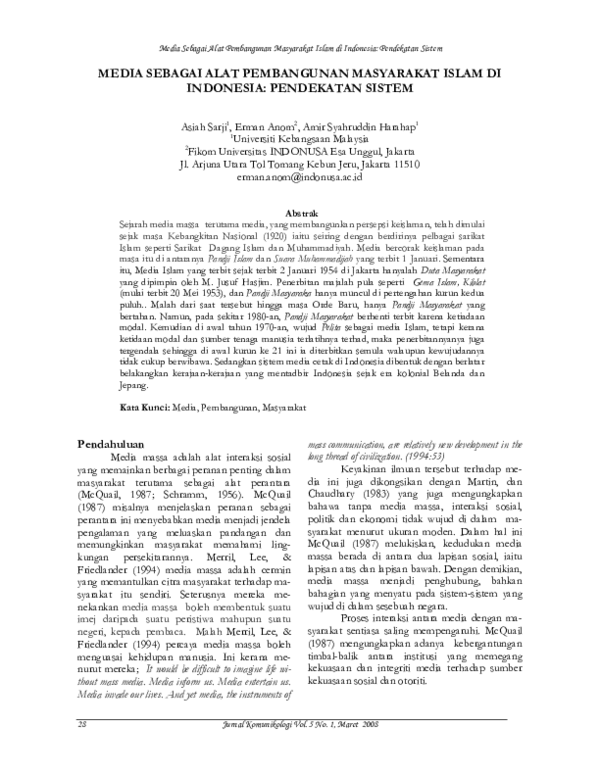 (PDF) Media Sebagai Alat Pembangunan Masyarakat Islam DI Indonesia ...