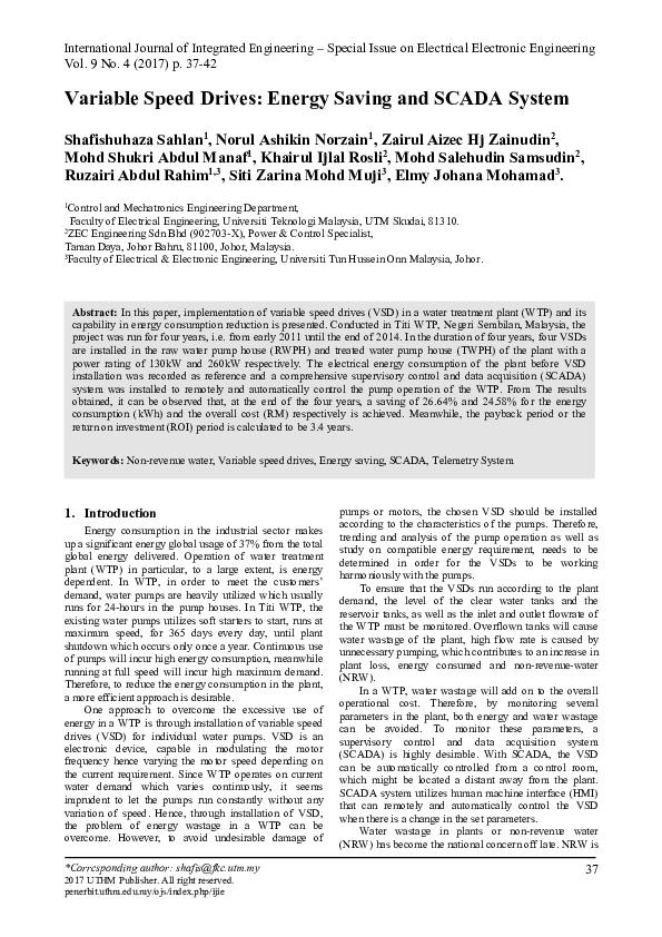 (PDF) Variable Speed Drives: Energy Saving and SCADA System
