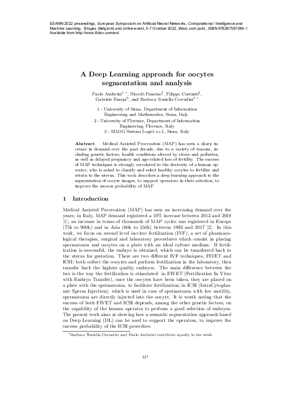 (PDF) A Deep Learning approach for oocytes segmentation and analysis
