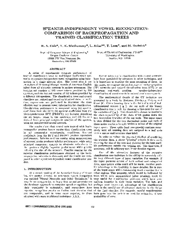 (PDF) Speaker-independent vowel recognition: comparison of backpropagation and trained ...