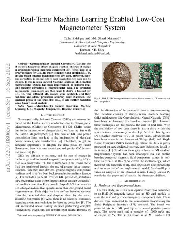 (PDF) Real-Time Machine Learning Enabled Low-Cost Magnetometer System