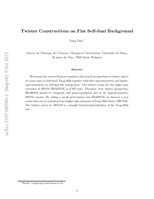 (PDF) Twistor Constructions on Flat Self-dual Background