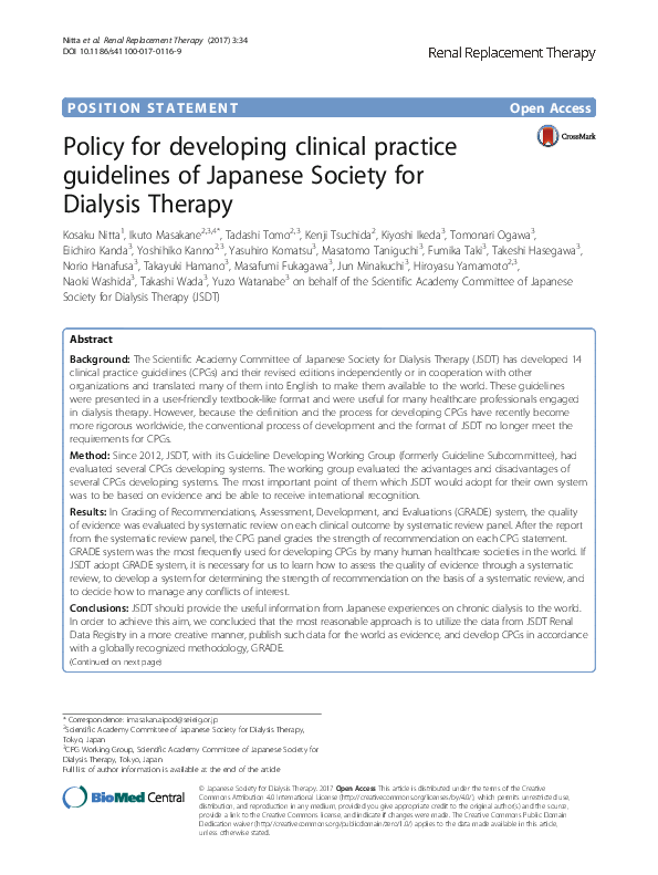 (PDF) Policy for developing clinical practice guidelines of Japanese ...