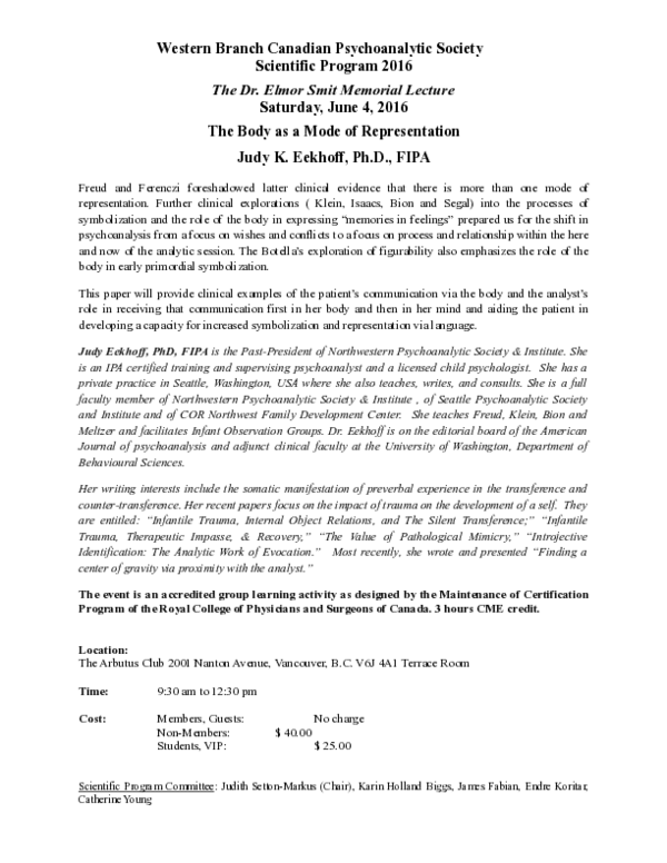 (PDF) The body as a mode of representation | Judy K Eekhoff - Academia.edu