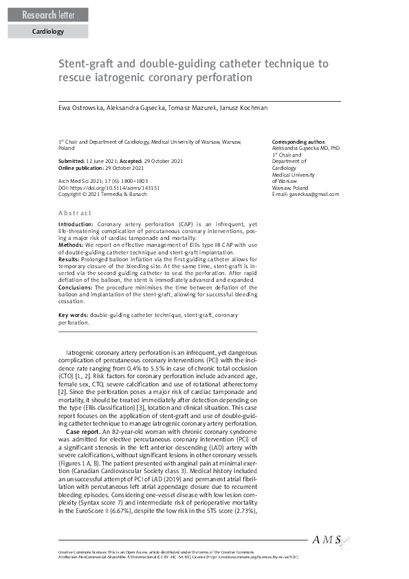 (PDF) Stent-graft and double-guiding catheter technique to rescue ...