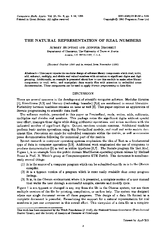 (PDF) The natural representation of real numbers