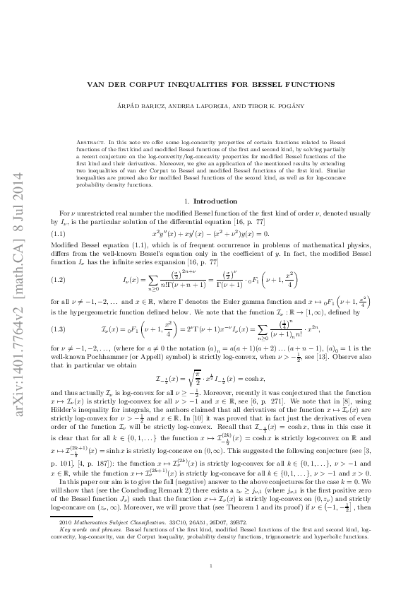 (PDF) Van der Corput inequalities for Bessel functions