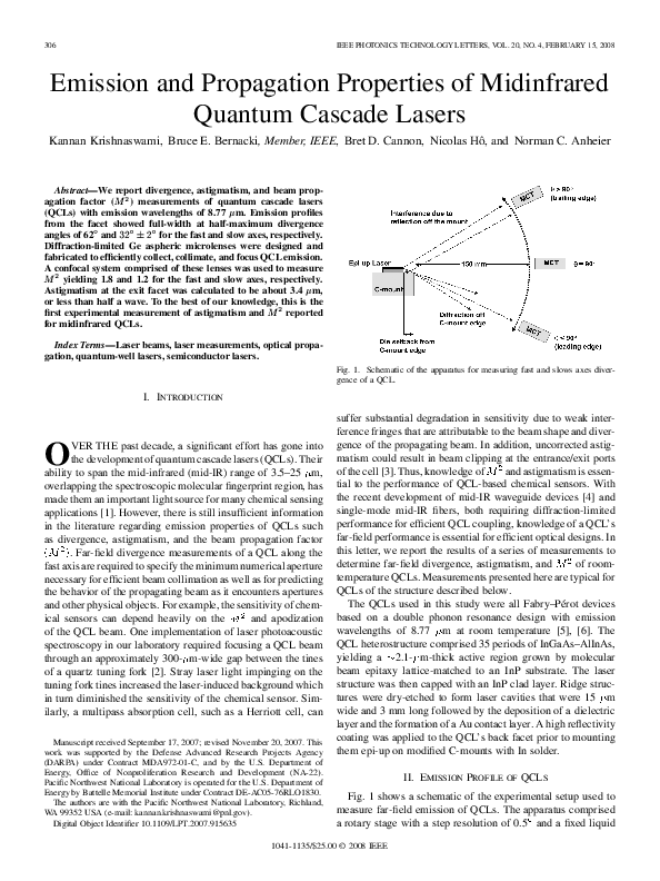 (PDF) Emission and Propagation Properties of Midinfrared Quantum Cascade Lasers