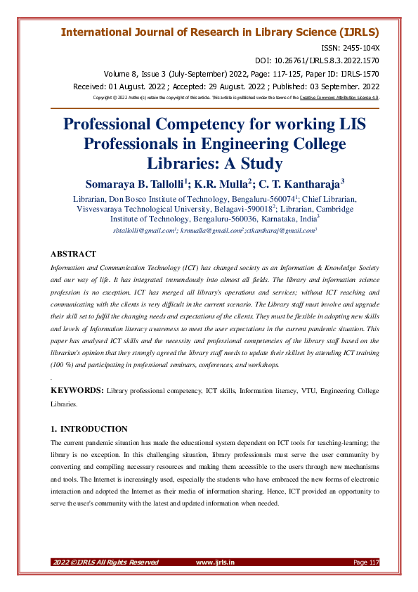 (PDF) Professional Competency for working LIS Professionals in ...