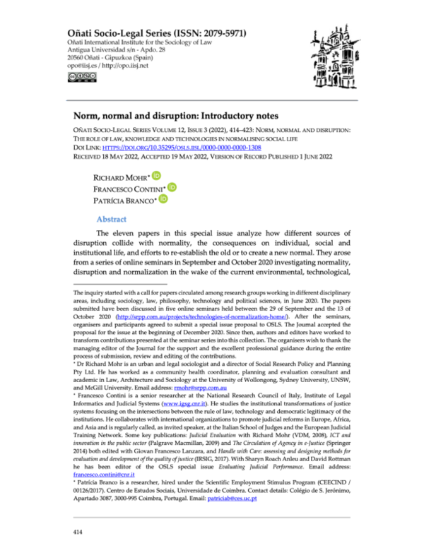 (PDF) Norm, normal and disruption: Introductory notes | Richard Mohr ...