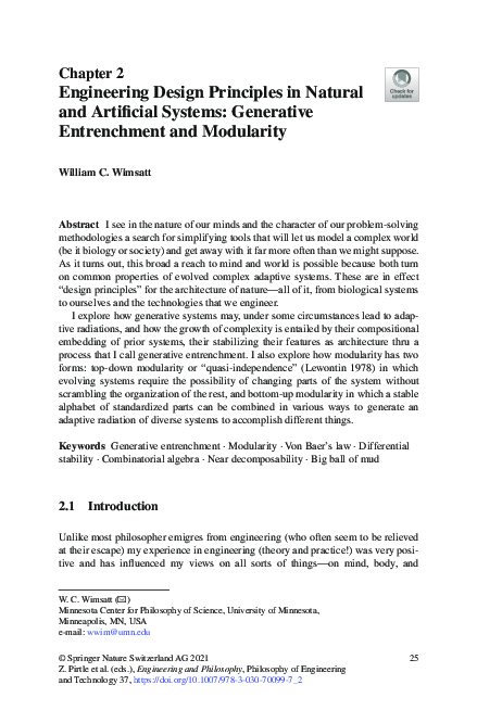 (PDF) Engineering Design Principles in Natural and Artificial Systems: Generative Entrenchment ...