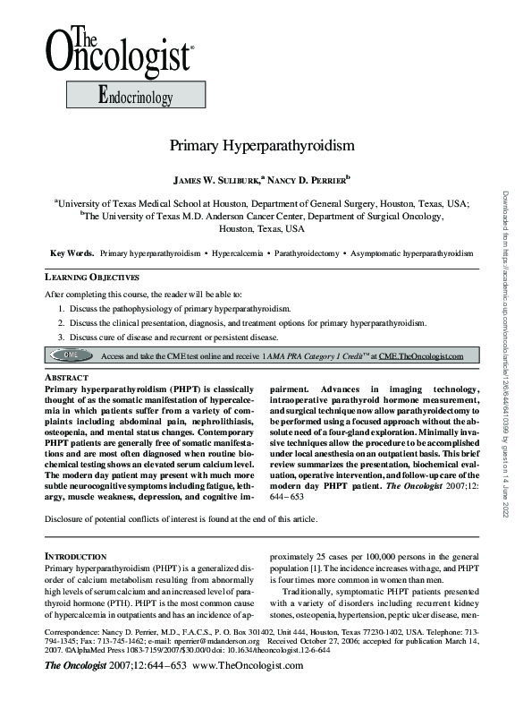(PDF) Primary Hyperparathyroidism