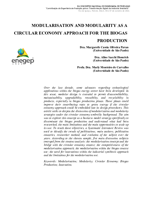 (PDF) Modularisation and Modularity as a Circular Economy Approach for ...