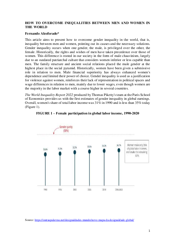 (PDF) HOW TO OVERCOME INEQUALITIES BETWEEN MEN AND WOMEN IN THE WORLD
