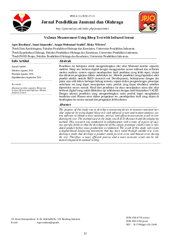 pdf-vo2max-measurement-using-bleep-test-with-infrared-sensor-angga