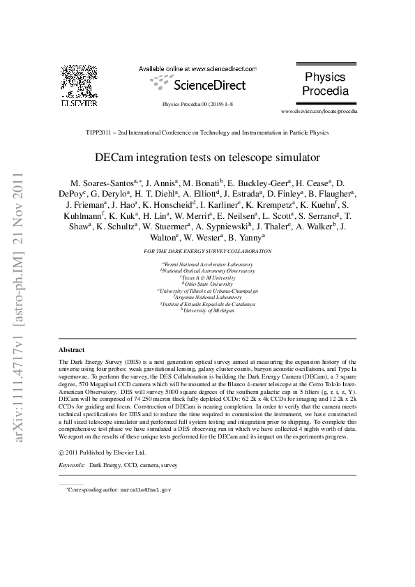 (PDF) DECam Integration Tests on Telescope Simulator
