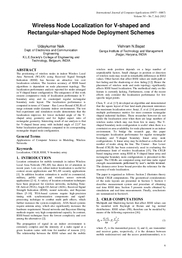 (PDF) Wireless Node Localization for V-shaped and Rectangular-shaped Node Deployment Schemes