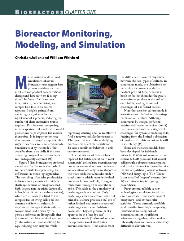Pdf One Bioreactor Monitoring Modeling And Simulation