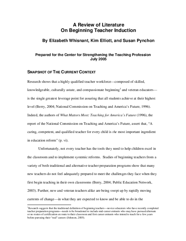 (PDF) A review of literature on beginning teacher induction
