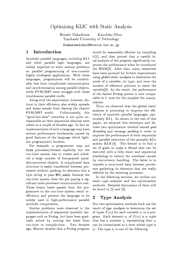 (PDF) Optimizing KLIC with Static Analysis